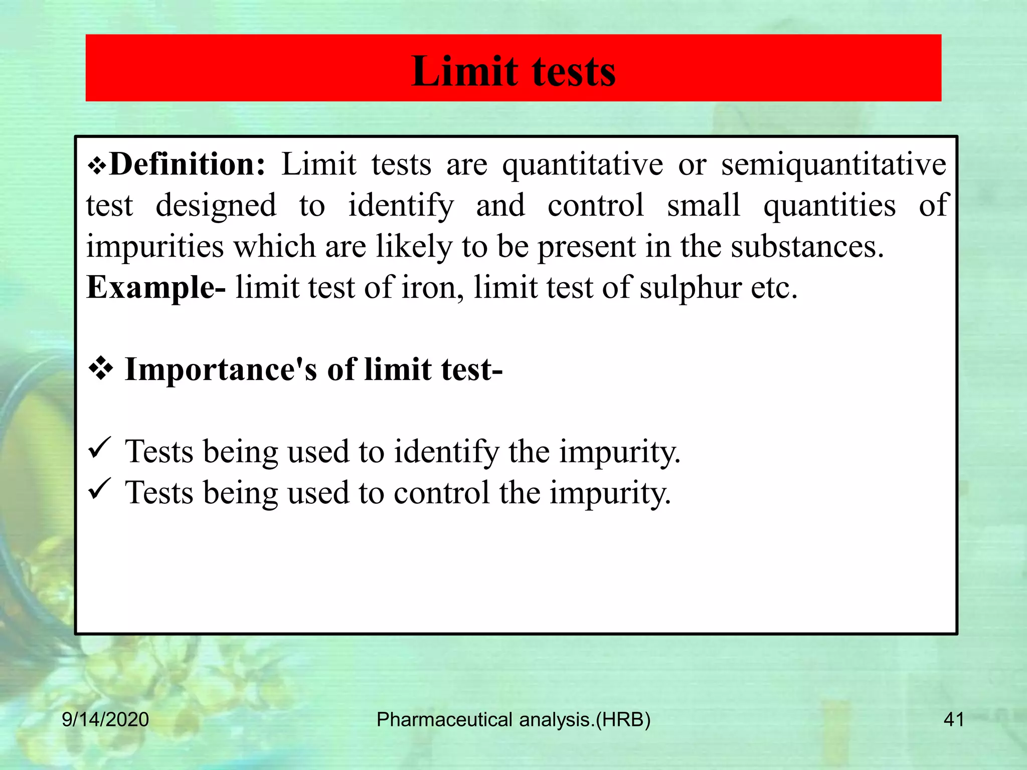 Introduction to Pharmaceutical analysis - I (HRB) | PDF