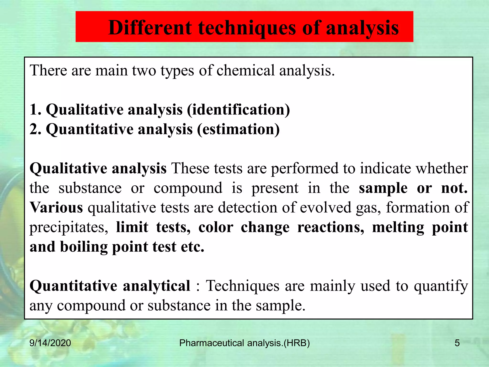 Introduction to Pharmaceutical analysis - I (HRB) | PDF