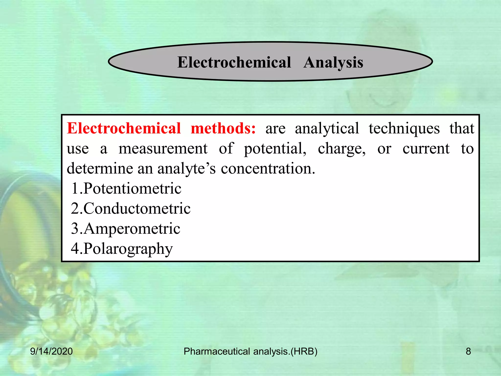 Introduction to Pharmaceutical analysis - I (HRB) | PDF
