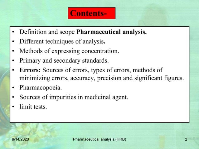 Introduction to Pharmaceutical analysis - I (HRB) | PDF