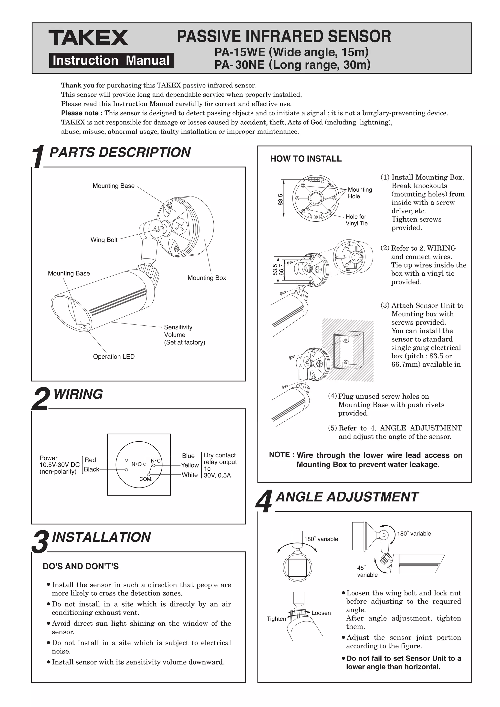 Takex PA-30NE Instruction Manual | PDF