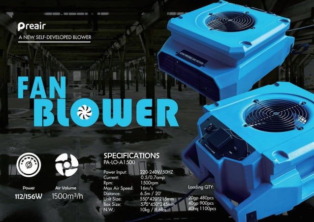 PA-LO-A1500 Commercial Stackable Air Mover Fan For Restoration | PPT