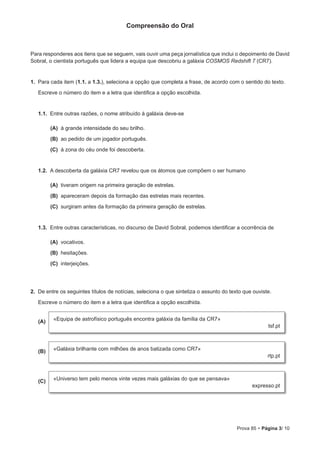 Prova Aferição Português - 8.º ano - 2017 | PDF