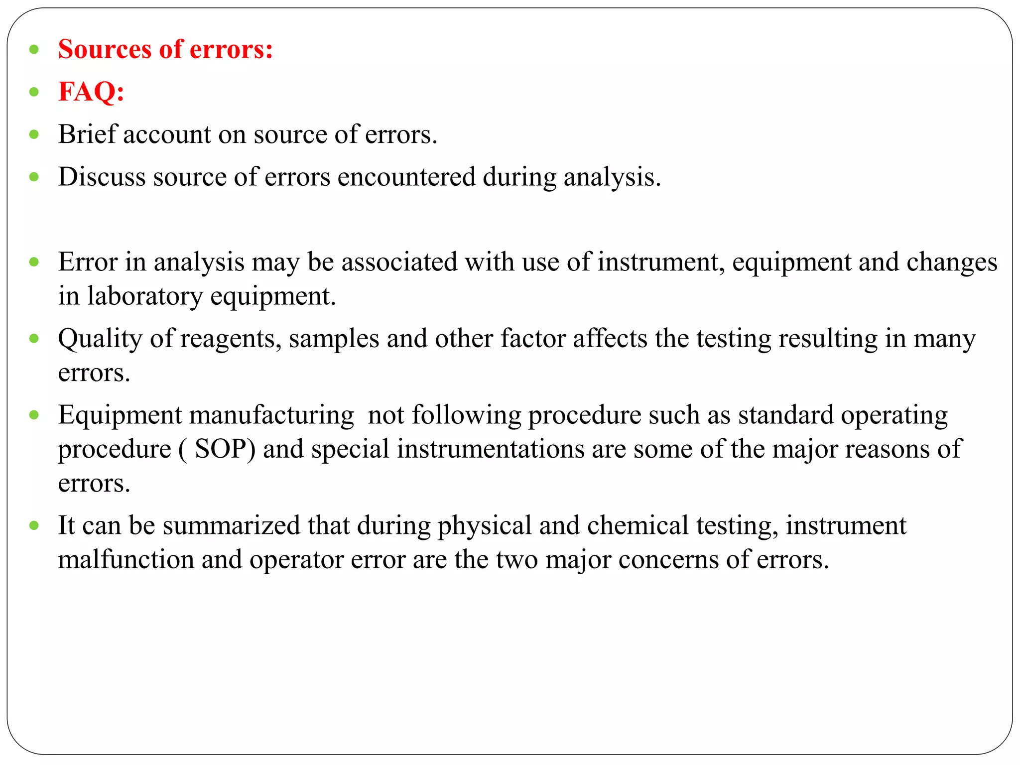 Pharmaceutical Analysis &Errors | PPTX