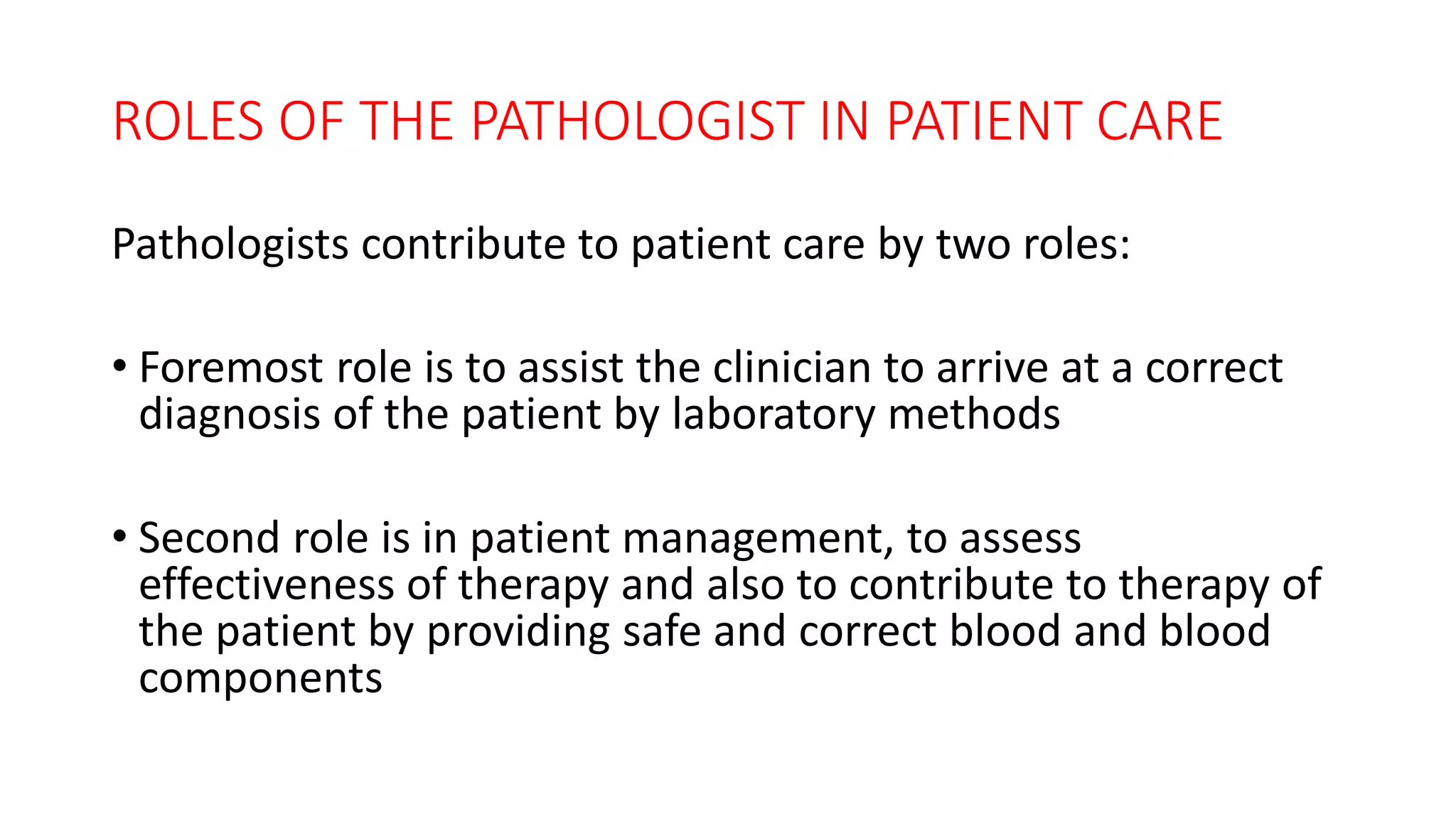 ROLE OF PATHOLOGIST IN DIAGNOSIS & MANAGEMENT OF DISEASE | PDF