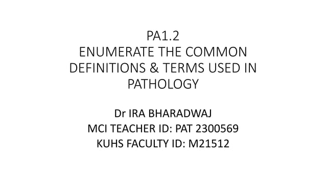 COMMON DEFINITIONS & TERMS USED IN PATHOLOGY | PDF