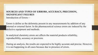 PA 1.pptx introduction to Pharmaceutical Analysis | PPTX