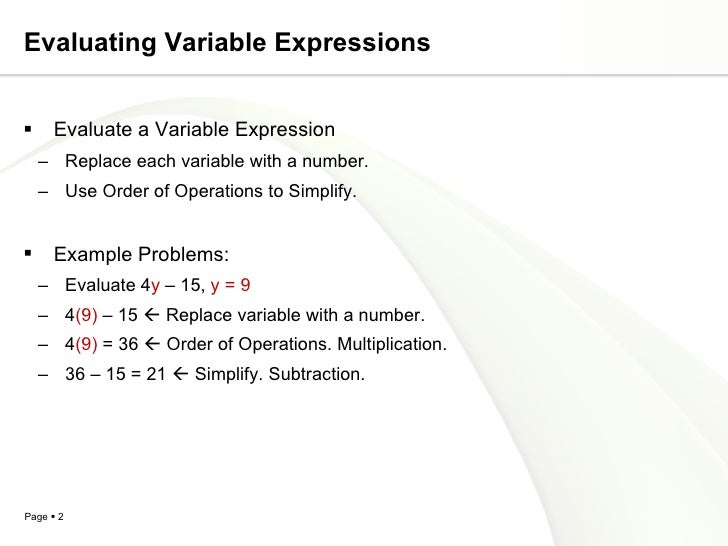 Chapter 1: Sections 3&4 Evaluate Integers Ab Value