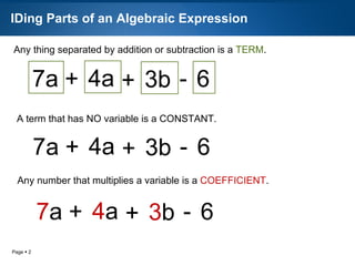 Pa2 3 Simplifying Algebraic Expressions | PPT | Programming Languages | Computing