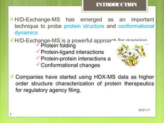 Hydrogen Deuterium exchange mass spectrometry (HDX-MS) | PPT