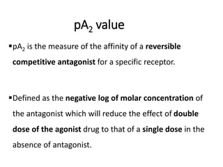 pA2 value, Schild plot and pD2 values- applications in pharmacology | PPTX