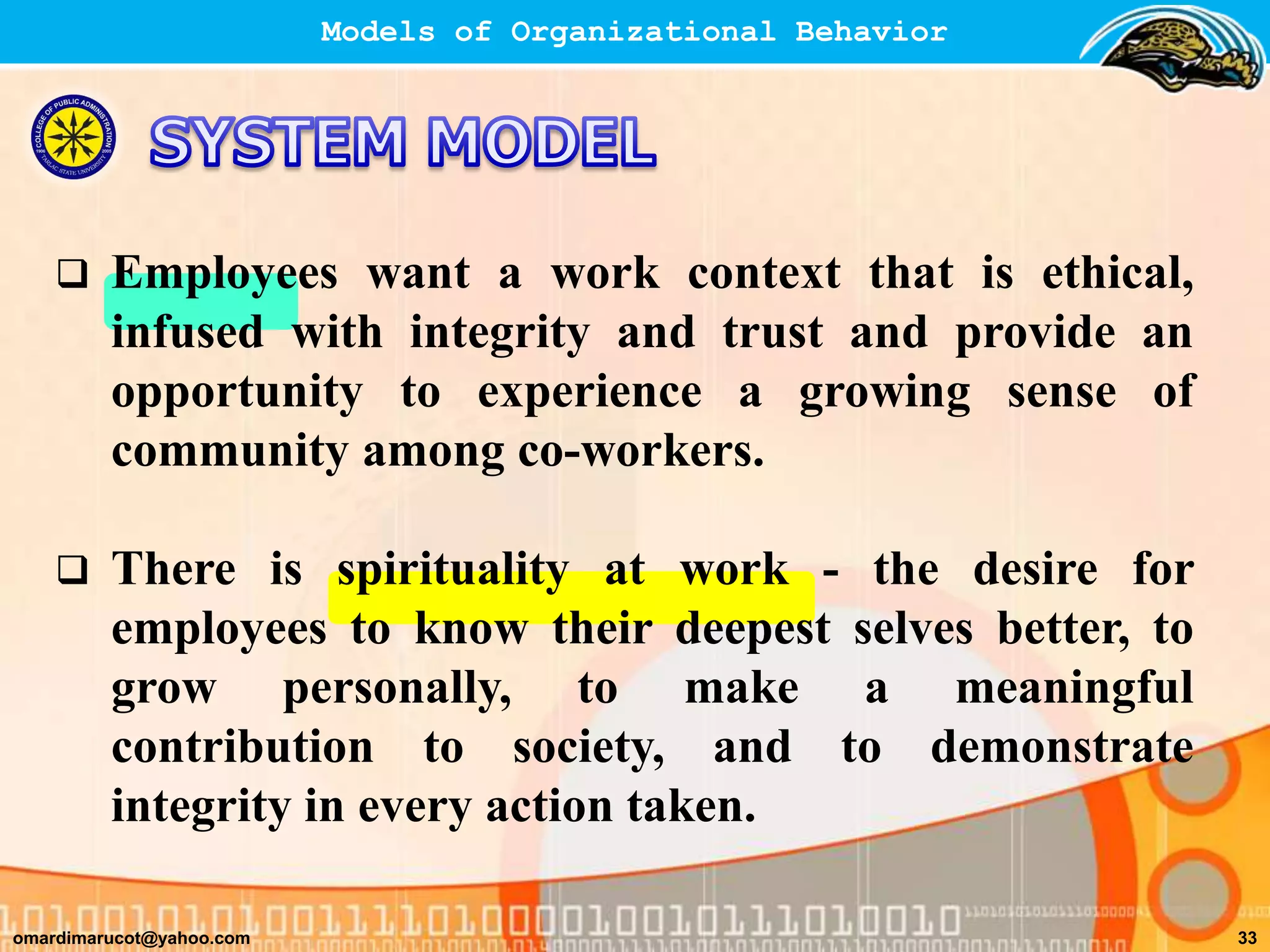 ORGANIZATIONAL BEHAVIOR SYSTEM | PPTX