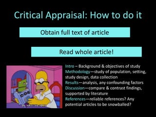 Critical Appraisal Methods | PPT