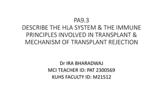TRANSPLANT REJECTION - TYPES & MECHANISM | PDF