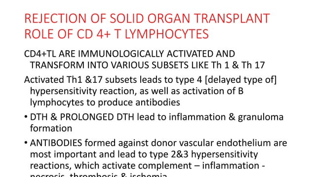 TRANSPLANT REJECTION - TYPES & MECHANISM | PDF