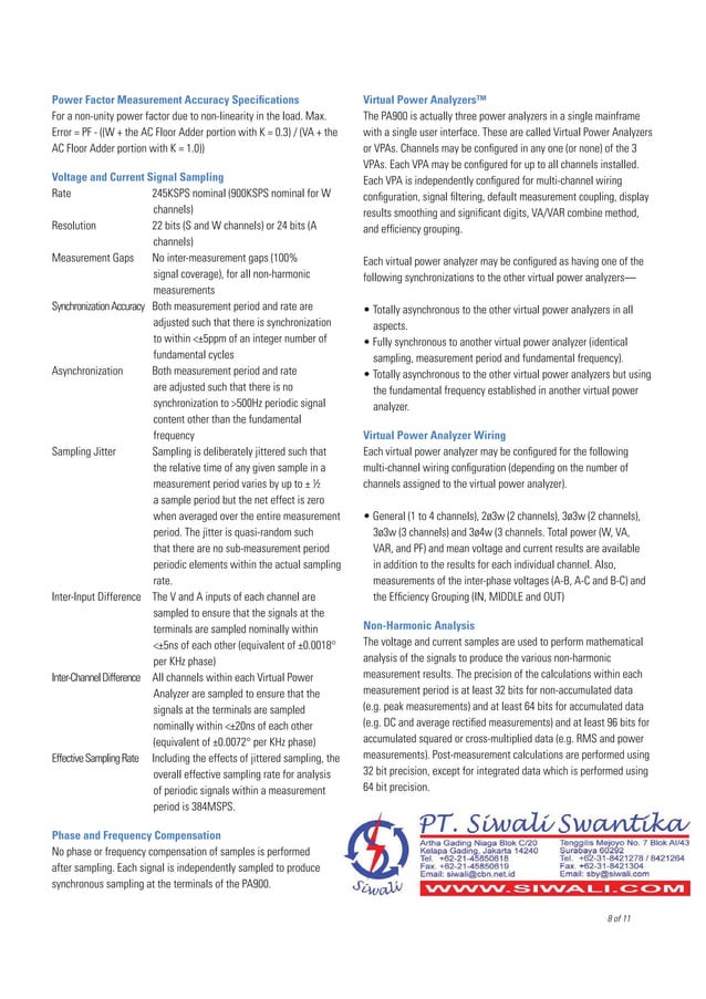 Vitrek Datasheet PA900 Multi-Channel Harmonic Power Analyzer | PDF