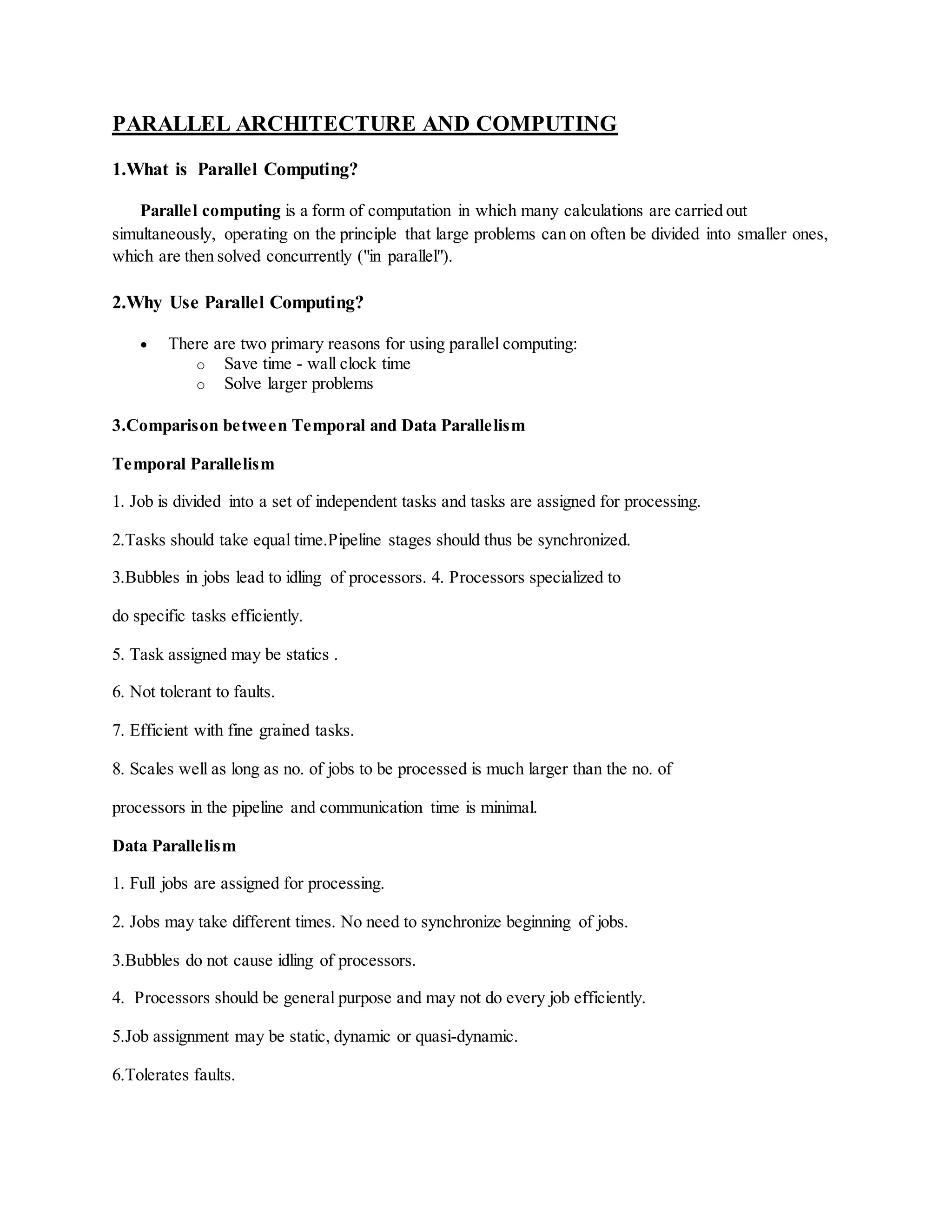 Parallel Architecture And Computing Short Notes Pdf
