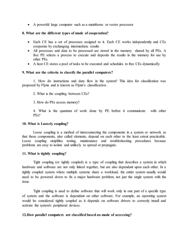 PARALLEL ARCHITECTURE AND COMPUTING - SHORT NOTES | PDF