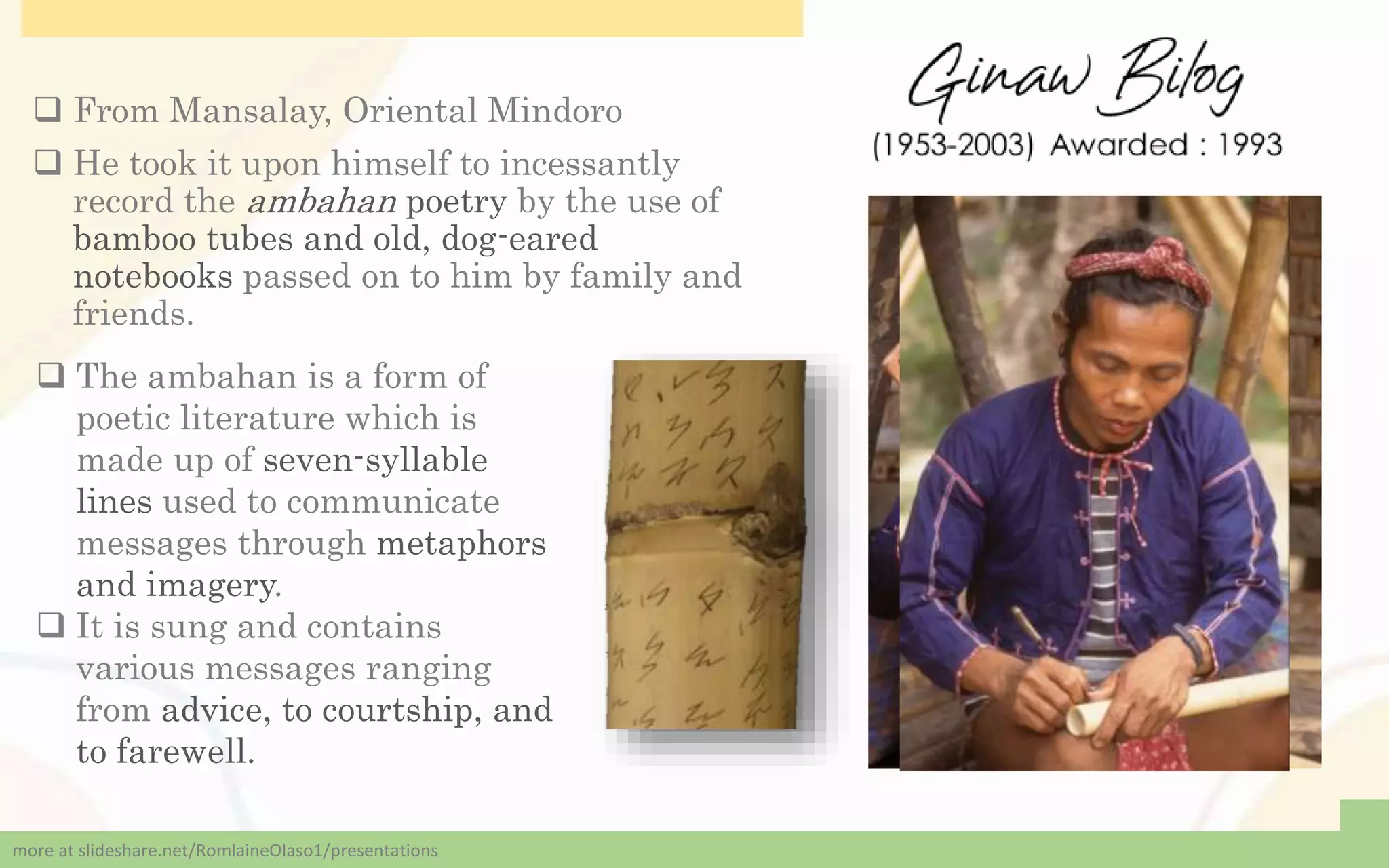 CPAR - GAMABA / THE NATIONAL LIVING TREASURES FOR FOLK LITERATURE AND ...