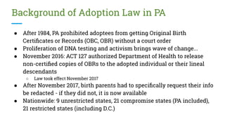 PA Adoption Records for Beginners | PPT