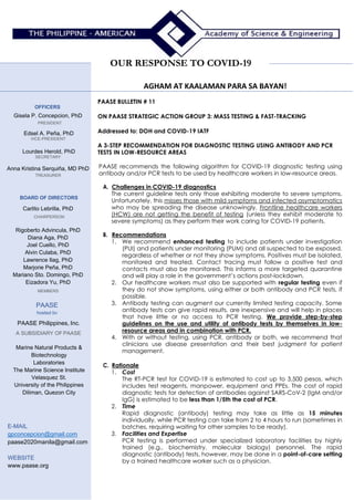 Draft on Testing for COVID-19 with Antibody and PCR Tests in Low ...