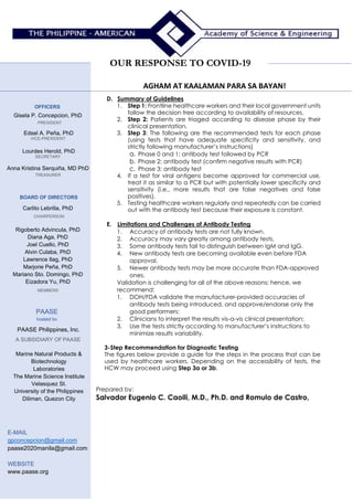 Draft on Testing for COVID-19 with Antibody and PCR Tests in Low ...