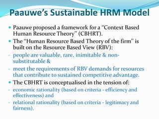 Paauwe’s sustainable HRM model | PPTX