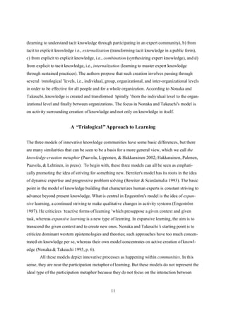 Paavola knowledge creation metaphor - articulo | PDF