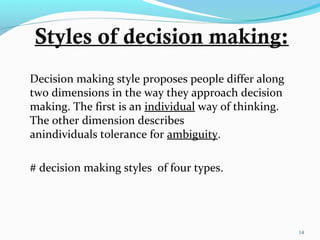 Steps, styles and types of decision making | PPT | Technology & Computing