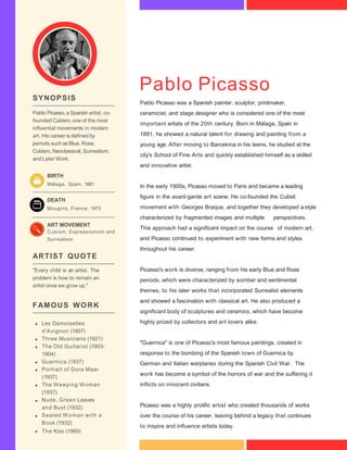 Artists Pablo Picasso Synopsis Biography | PPTX