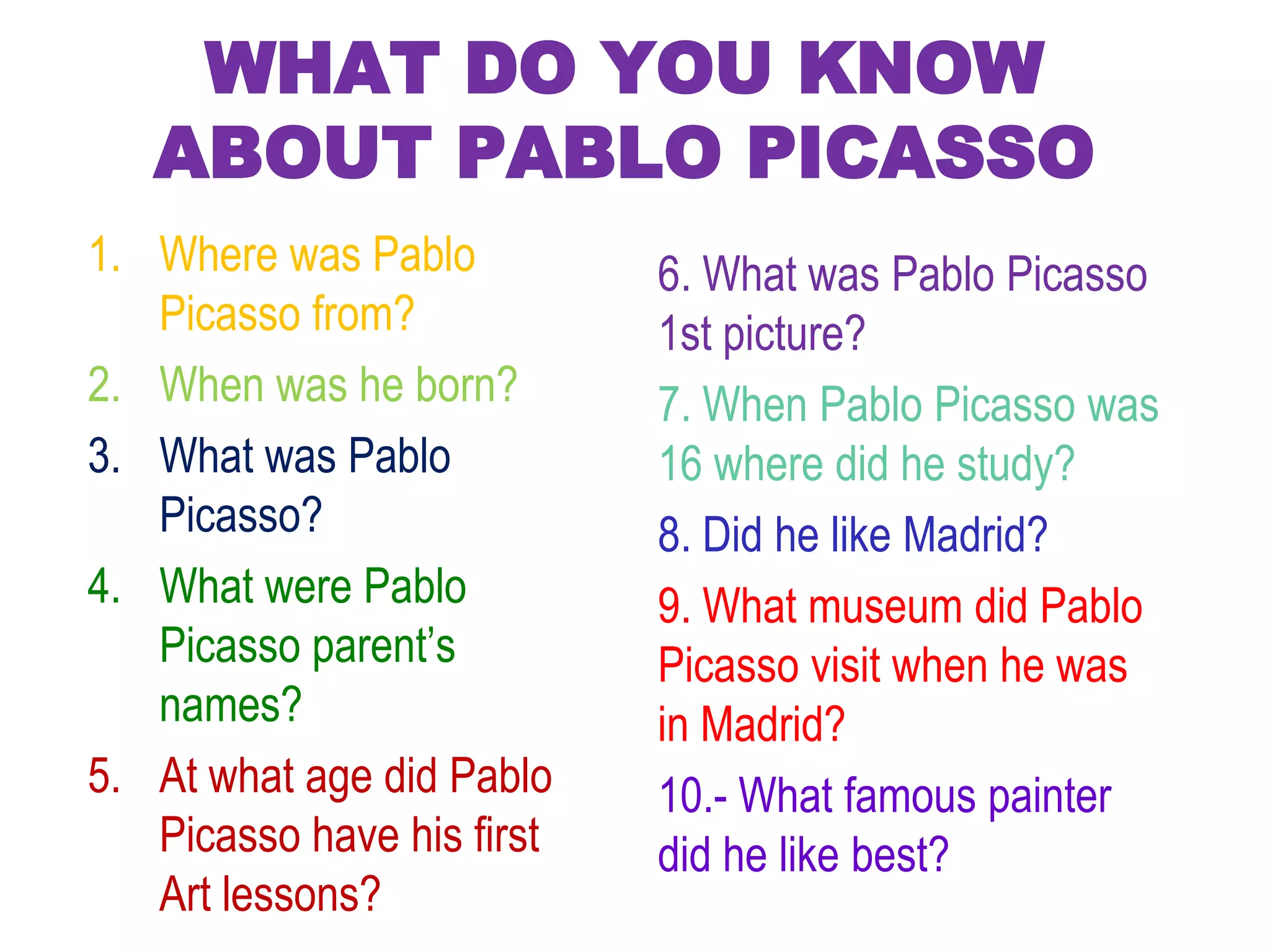Pablo Picasso for kids | PPT