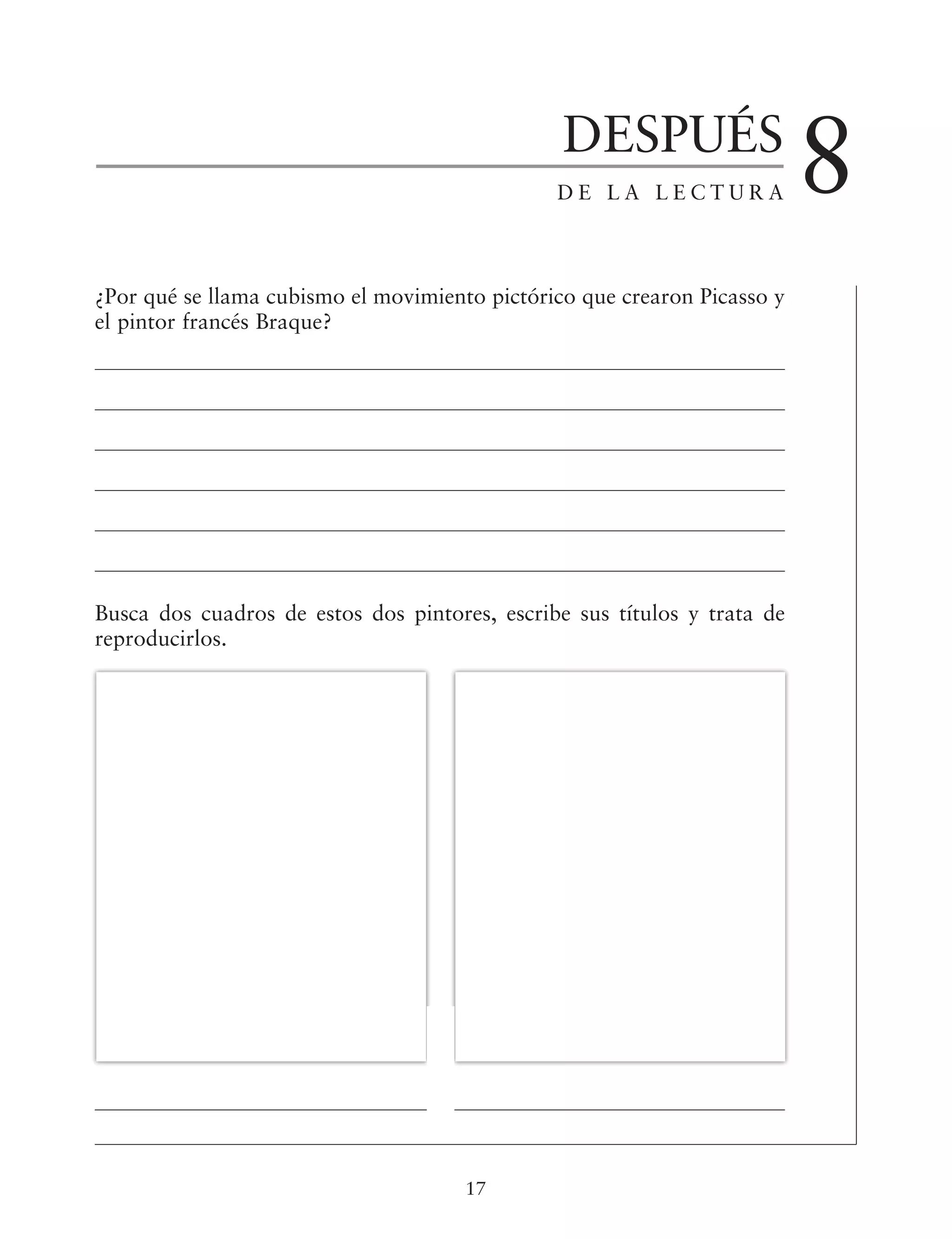 Pablo picasso y el cubismo lectura y actividades | PDF | Arts and ...