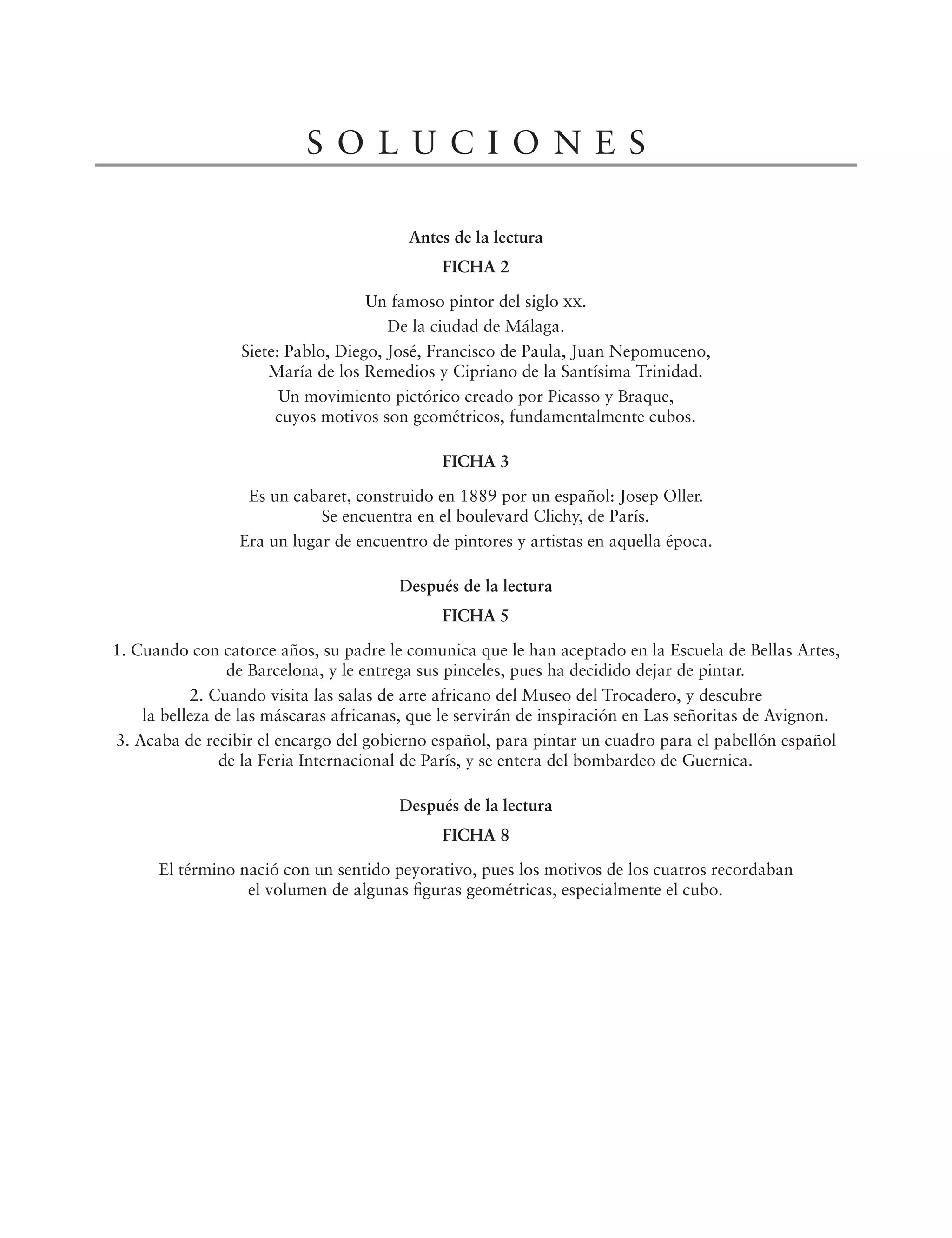 Pablo picasso y el cubismo lectura y actividades | PDF | Arts and ...