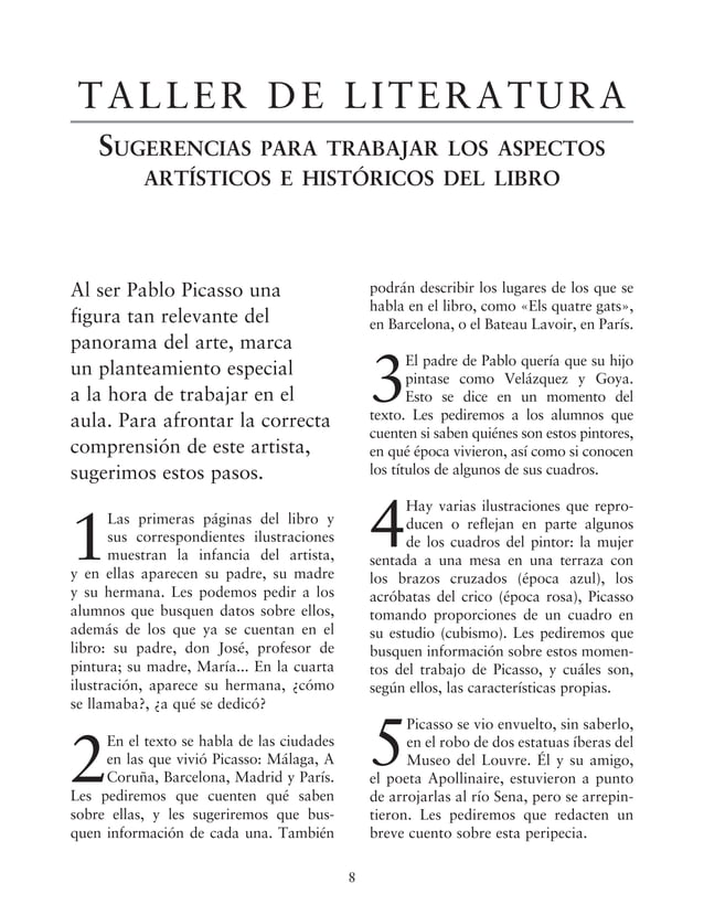 Pablo picasso y el cubismo lectura y actividades | PDF | Arts and ...