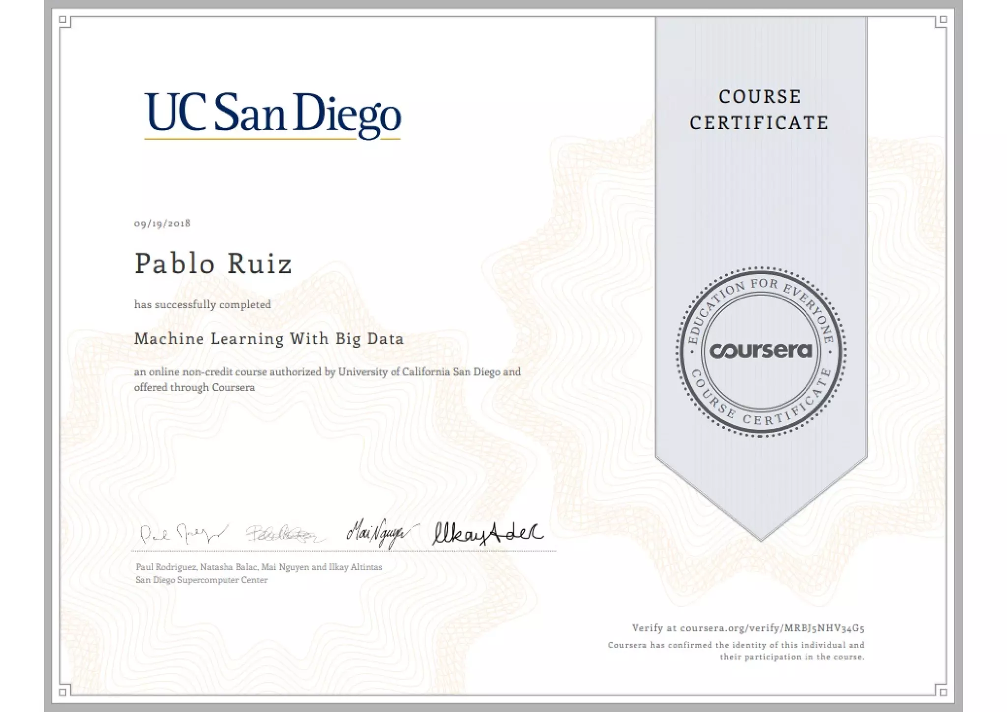 Machine Learning with Big Data - Diploma - UC - Pablo Ruiz Amo | PPT