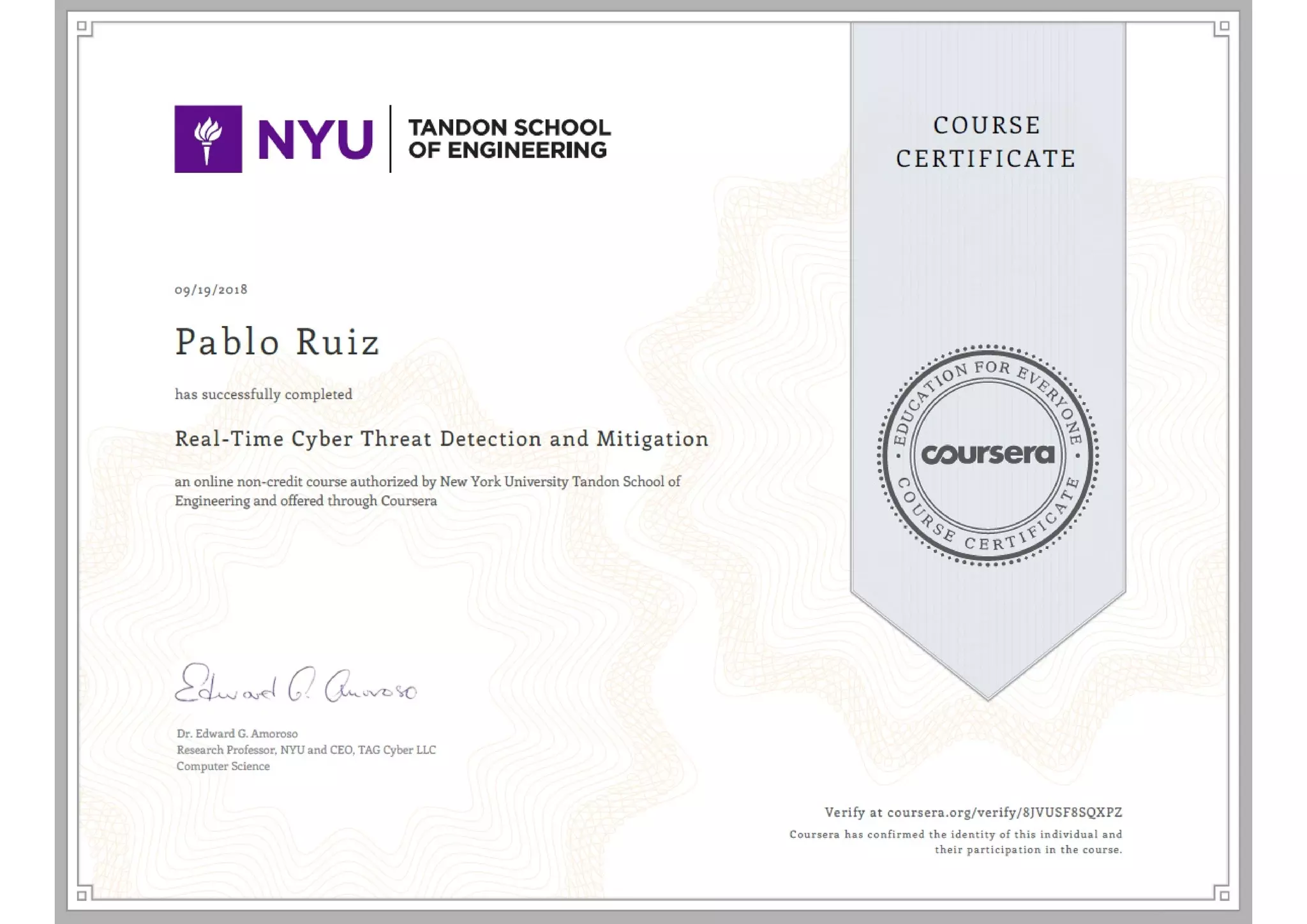 Real Time Cyber Threat Detection And Mitigation Diploma Nyu Pablo Ruiz Amo Pdf