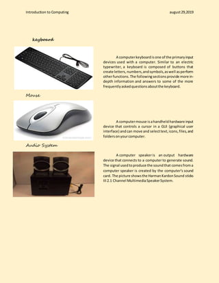 Computer hardware parts and their purpose | PDF