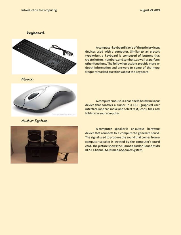 Computer hardware parts and their purpose | PDF