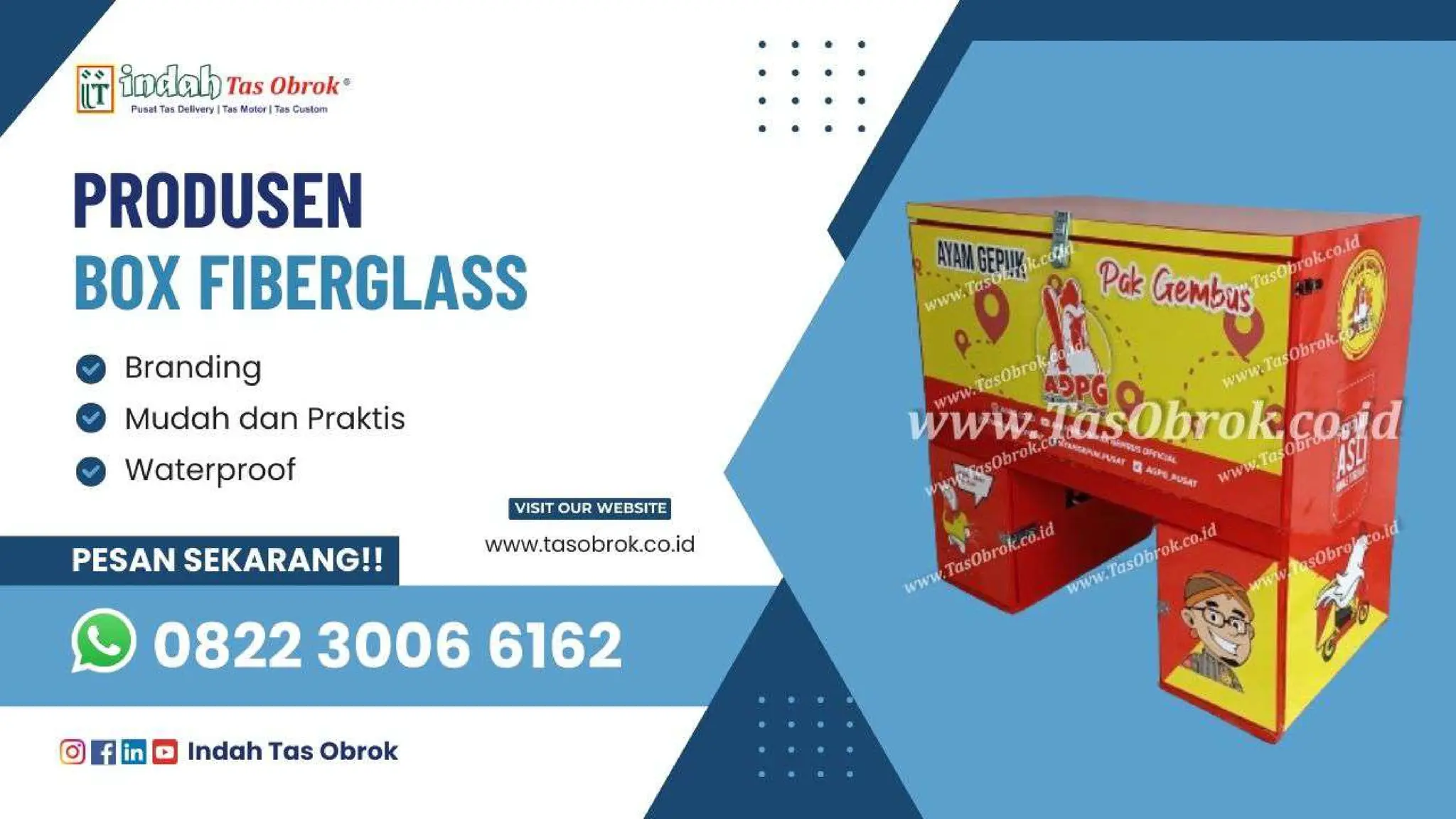 TELP/WA : 0822.3006.6162, Pabrik Fiberglass Pizza Delivery Box, Pabrik ...