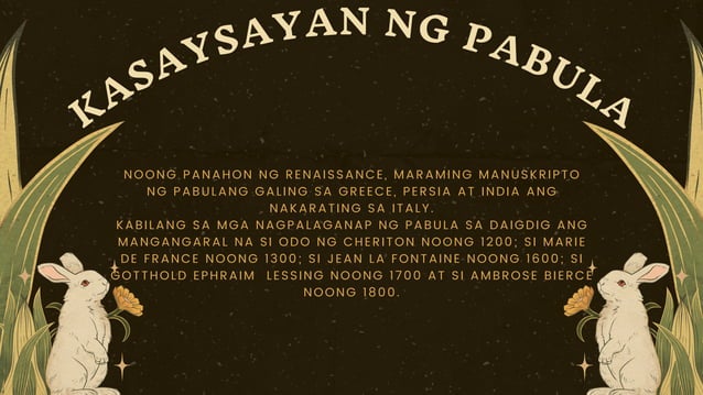 Pabula, Mga Elemento , History , Mga Halimbawa | PDF