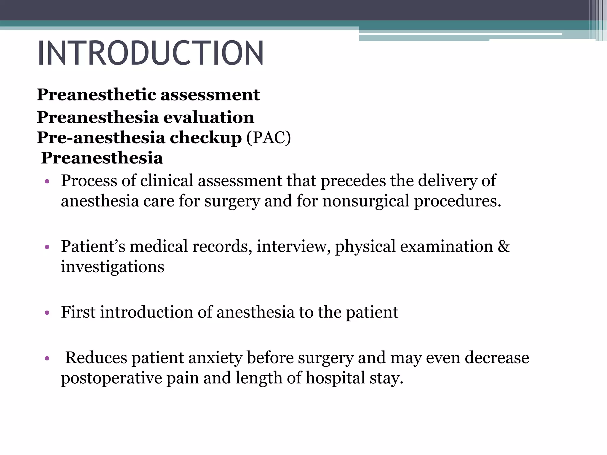 Preanesthetic Assessment | PPTX