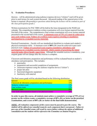 PAC 5000 Physical Diagnosis I Syllabus | PDF