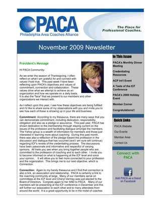 PACA November Newsletter | PDF | Business Expos & Conferences | Events
