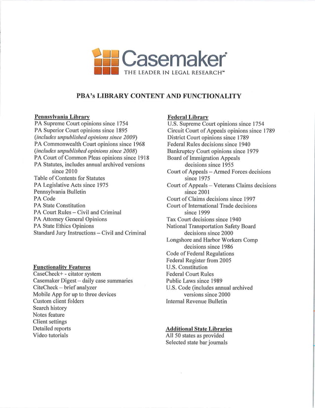 Pa Casemaker Handout | PDF