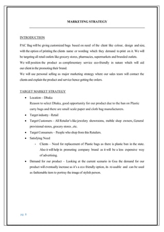 Pacbag business plan full-niloy_saha | PDF