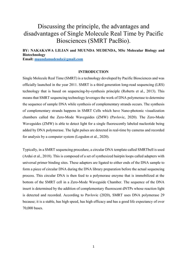 PacBio SMRT - THIRD GENERATION SEQUENCING TECHNIQUE | PDF | Chemistry ...