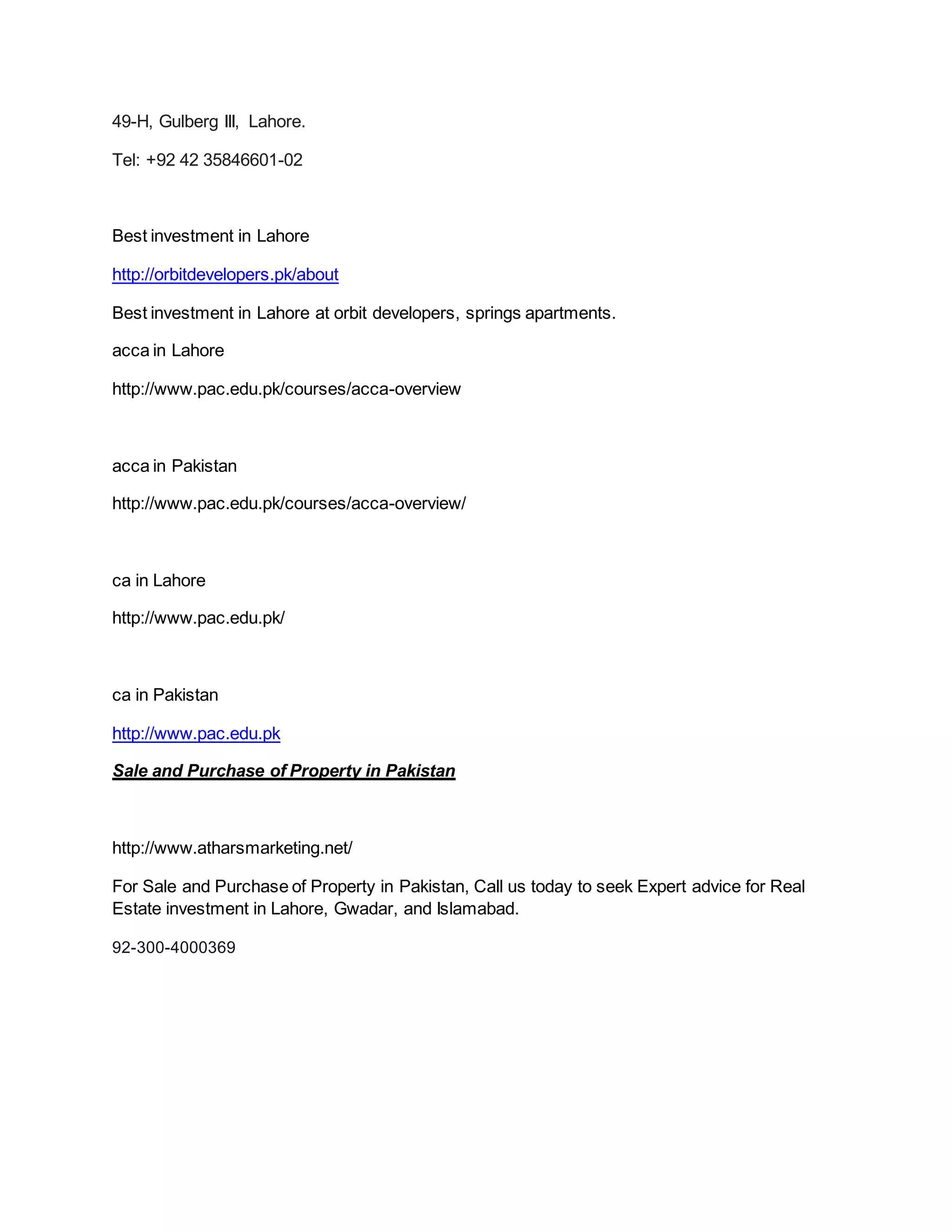 ACCA in Lahore | DOCX