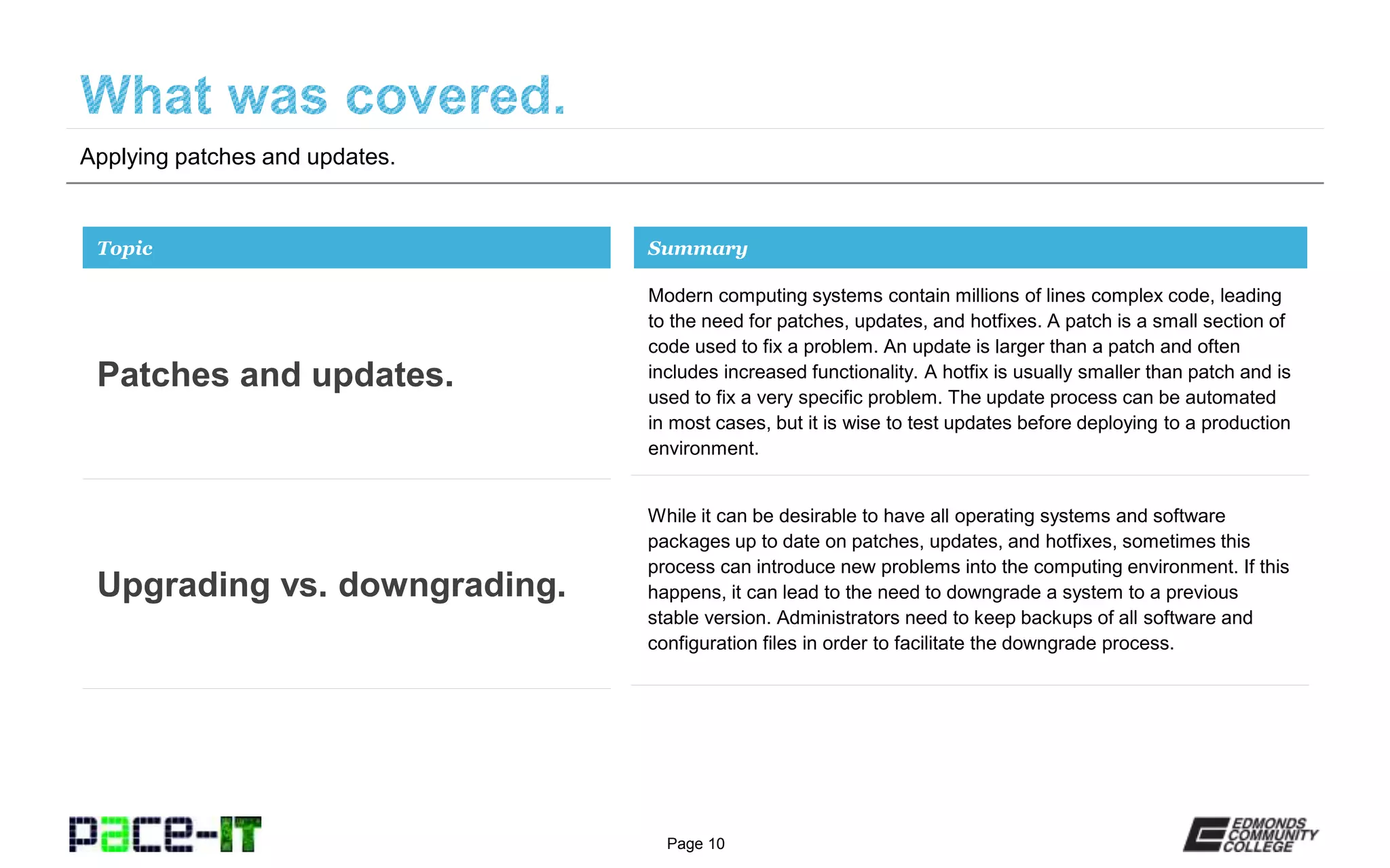 PACE-IT: Applying Patches and Upgrades | PPTX