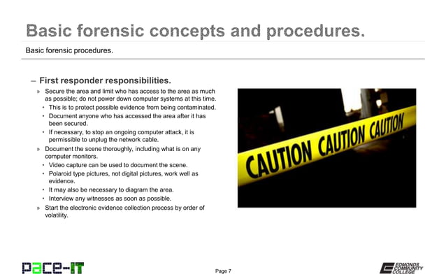 PACE-IT, Security+ 2.4: Basic Forensic Procedures | PPT