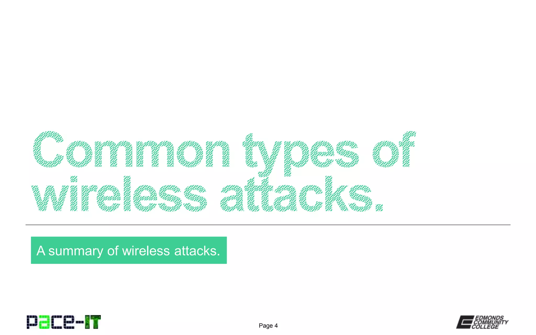 PACE-IT, Security+3.4: Summary of Wireless Attacks | PPTX